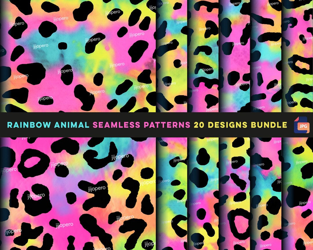 Rainbow Leopard Digital Paper Commercial Use Animal Print Digital ...