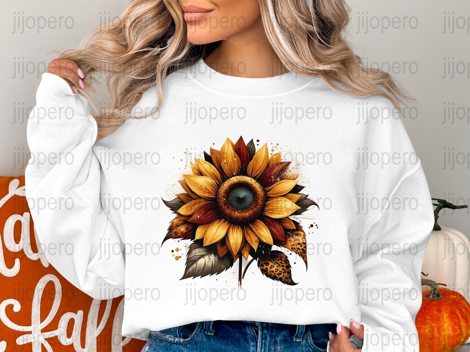 Colorful Sunflower Digital Art Printable, Autumn Floral PNG, Home Decor ...