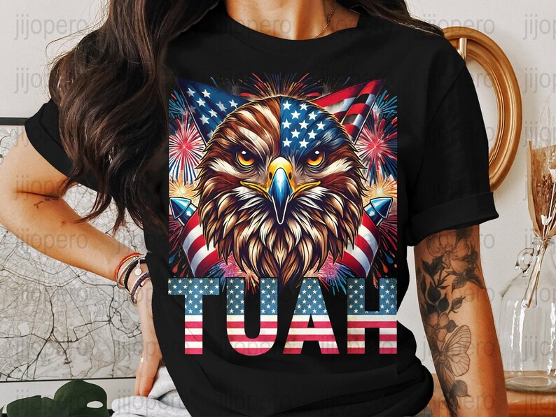 Patriotic Hawk Tuah PNG, American Flag Eagle, 4th of July Digital Art ...
