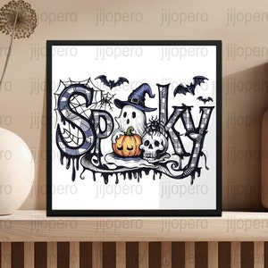 Spooky Halloween Art Printable, Digital Art Print, Halloween Wall Decor ...