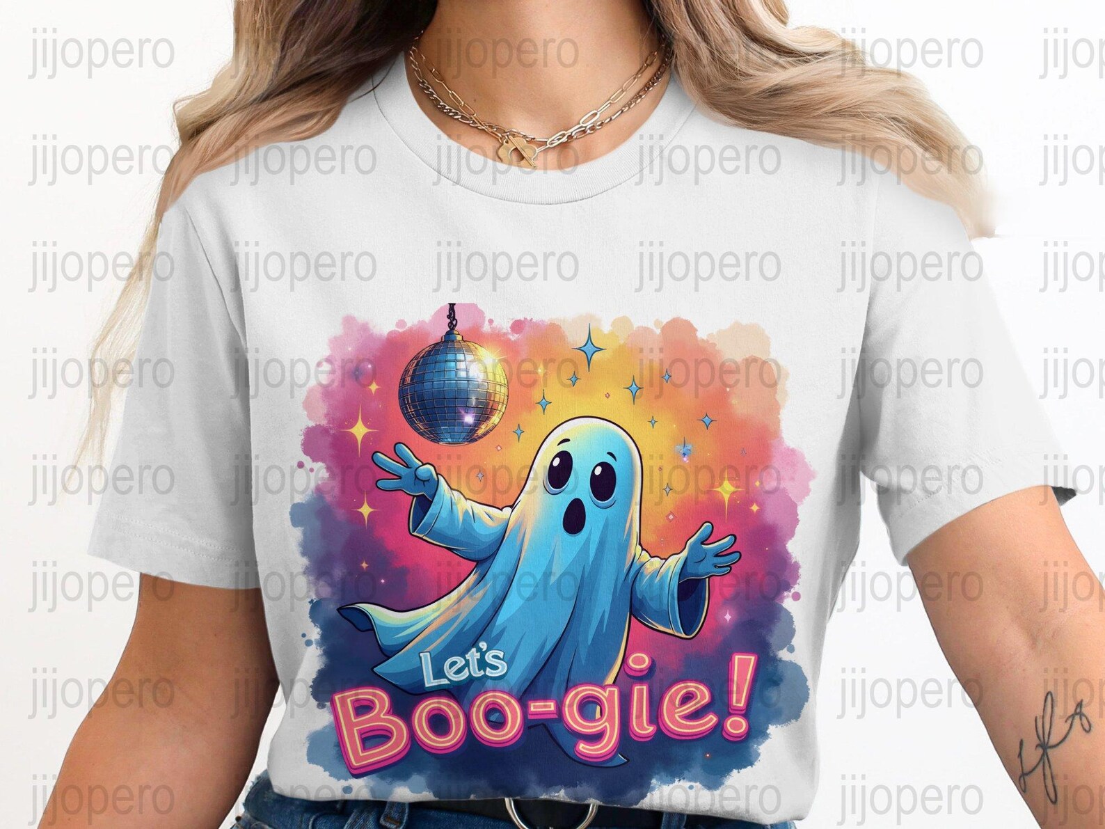 Halloween Boo PNG, Let's Boo-gie Ghost Digital Art, Disco Ghost Wall ...
