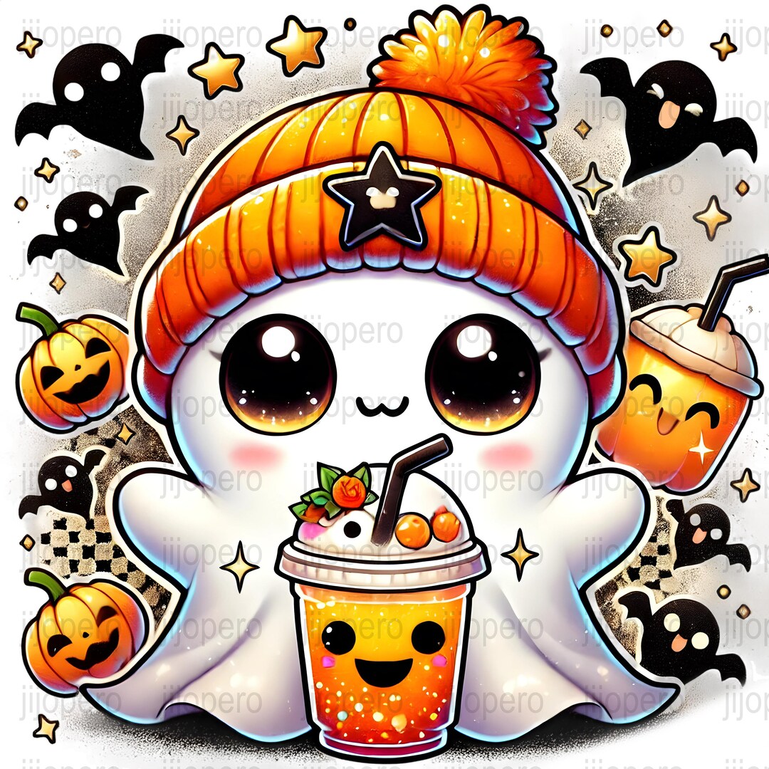 Cute Halloween Ghost PNG, Kawaii Ghost Clipart, Cute Autumn Ghost ...