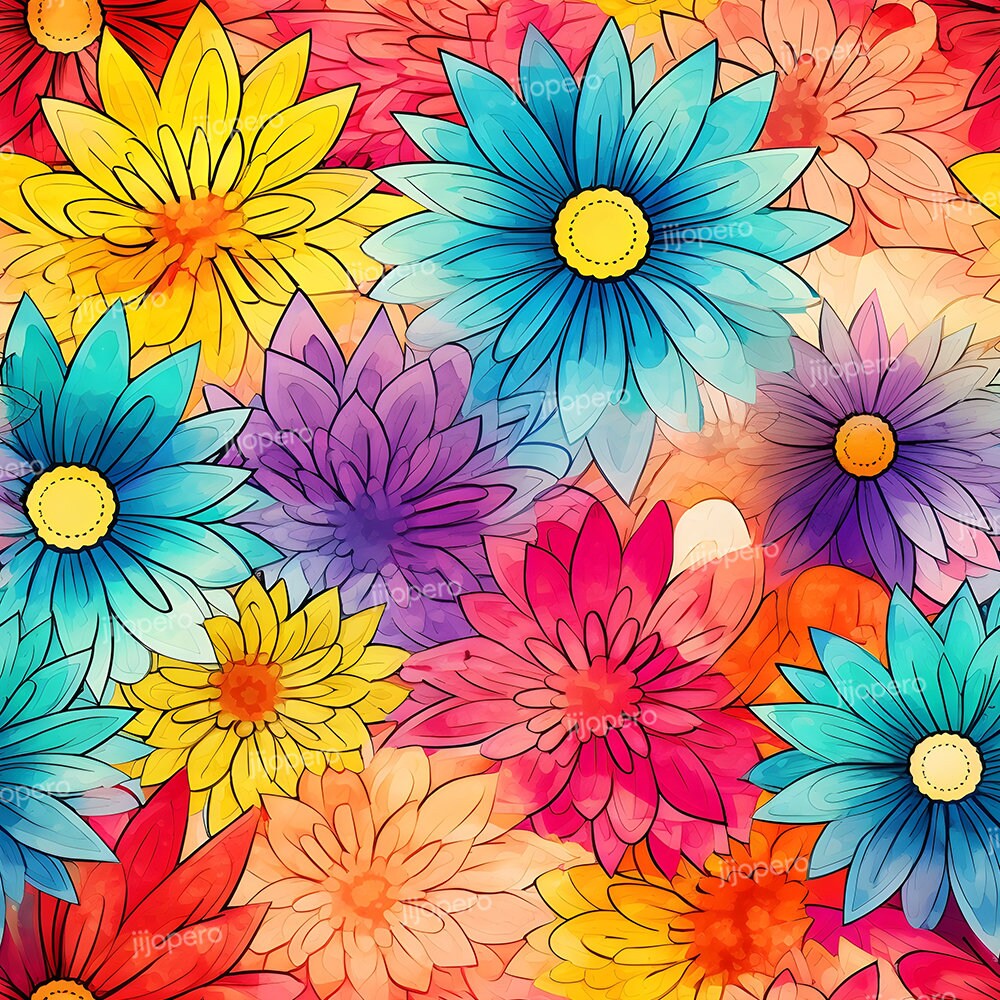 Scrapbook Paper, Groovy Digital Paper, Hippie Textures, Groovy Retro ...