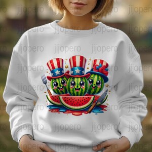 4th of July PNG, Patriotic Watermelon Cartoon, Summer BBQ Party ...