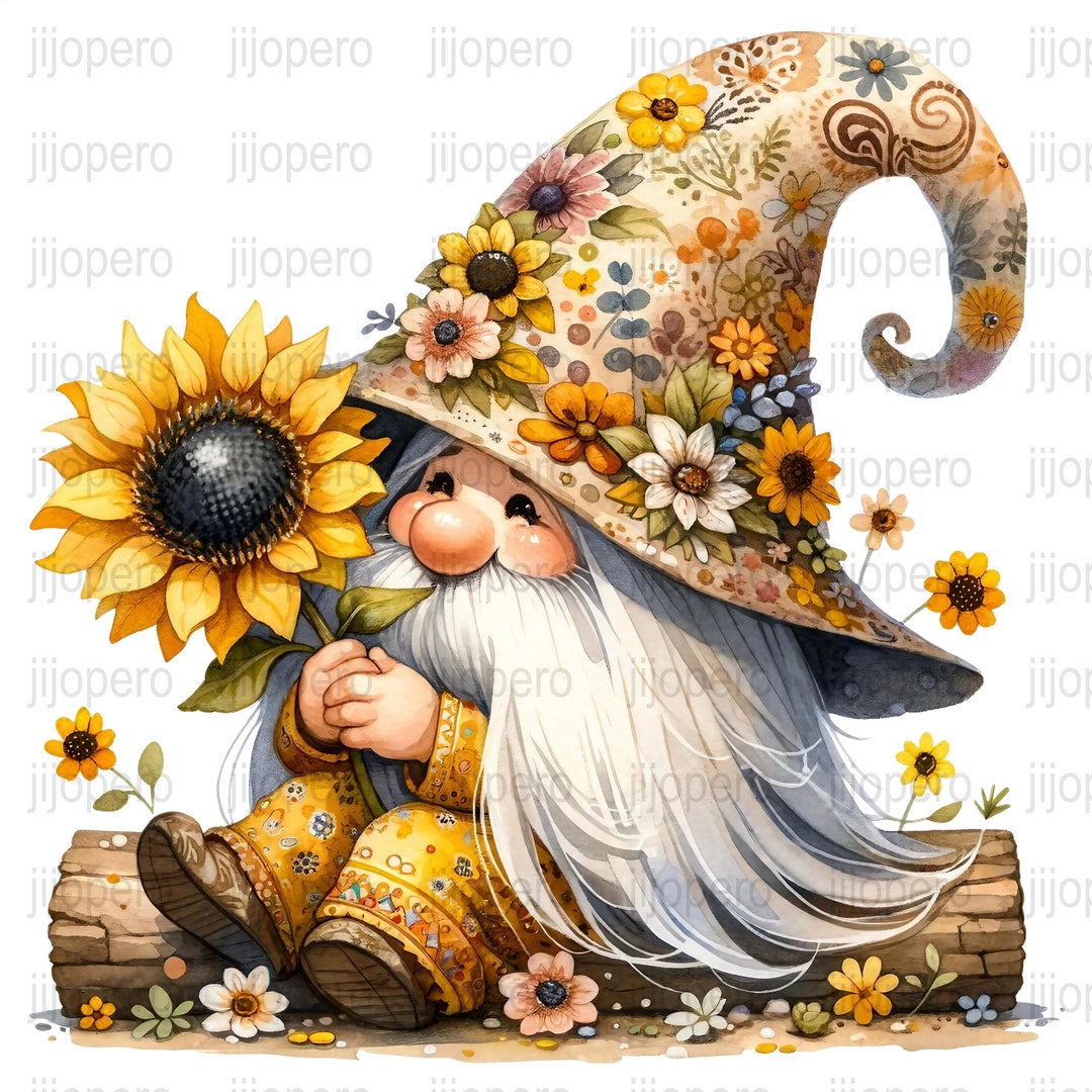Sunflower Gnome PNG, Digital Download, Autumn Gnome Clipart, Fall ...