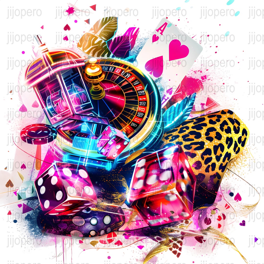 Colorful Casino Theme Digital Art Png, Vibrant Gambling Illustration ...