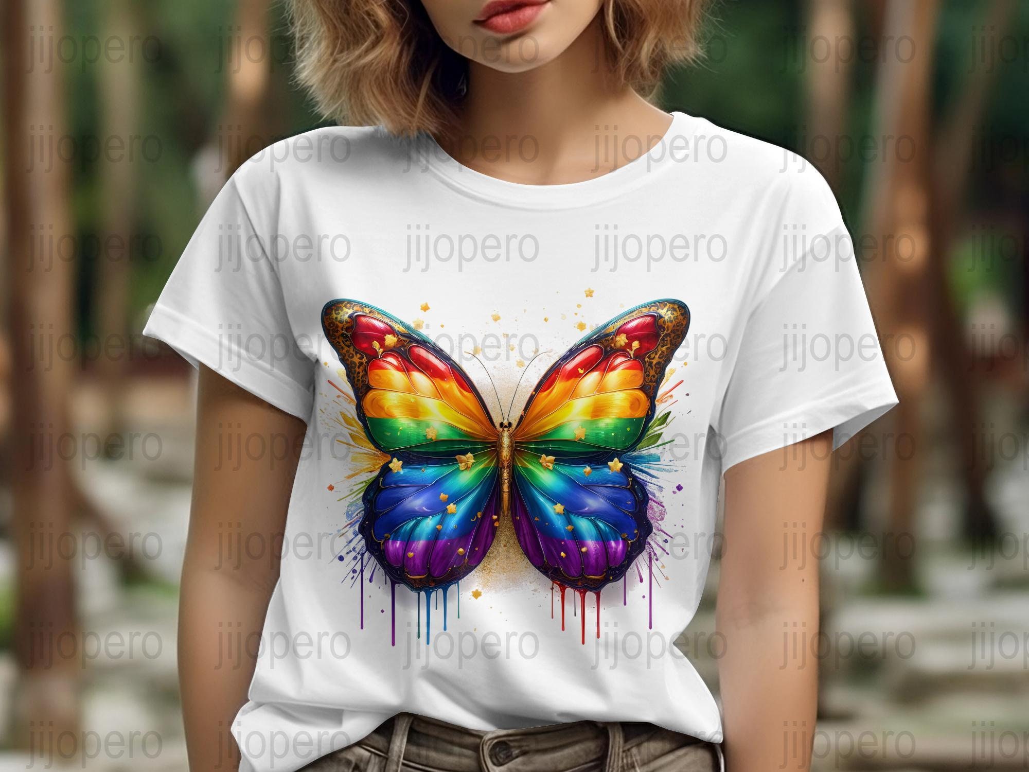 Pride Month PNG, Colorful Rainbow Butterfly Art, Instant Digital ...