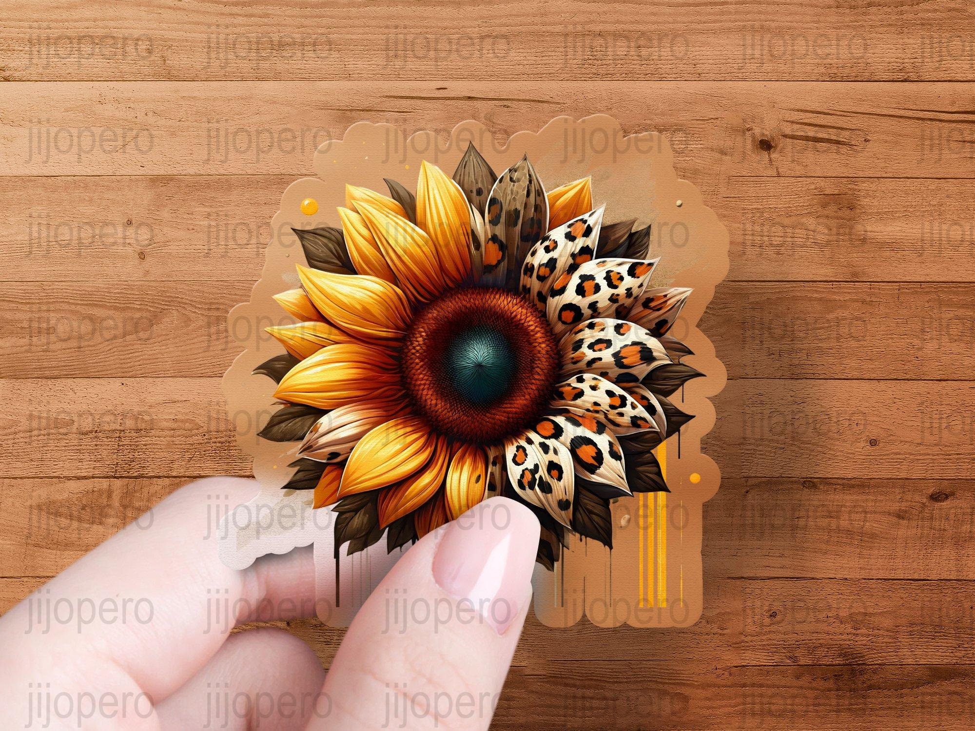 Sunflower and Leopard Print Digital Art PNG, Boho Chic Home Decor ...
