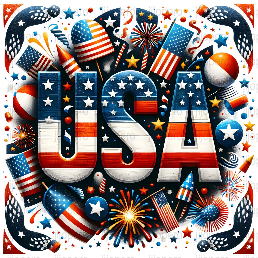 4th of July Digital Download, Patriotic USA Clipart PNG, Independence ...