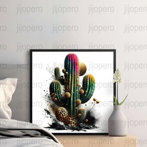 Colorful Cactus Watercolor Art, Desert Plant PNG, Digital Download ...