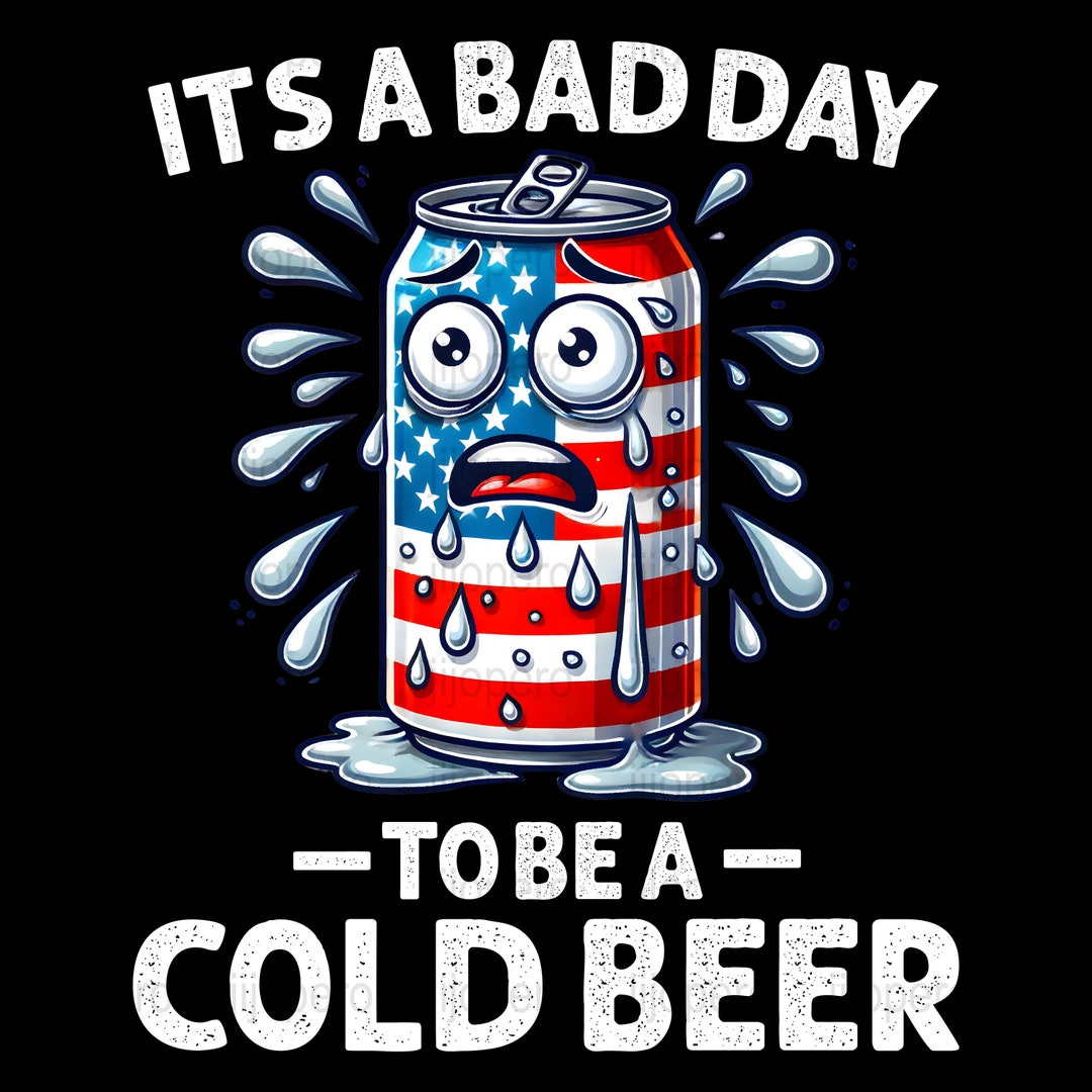 Patriotic Beer Can Digital PNG, 4th of July American Flag Theme, Funny ...