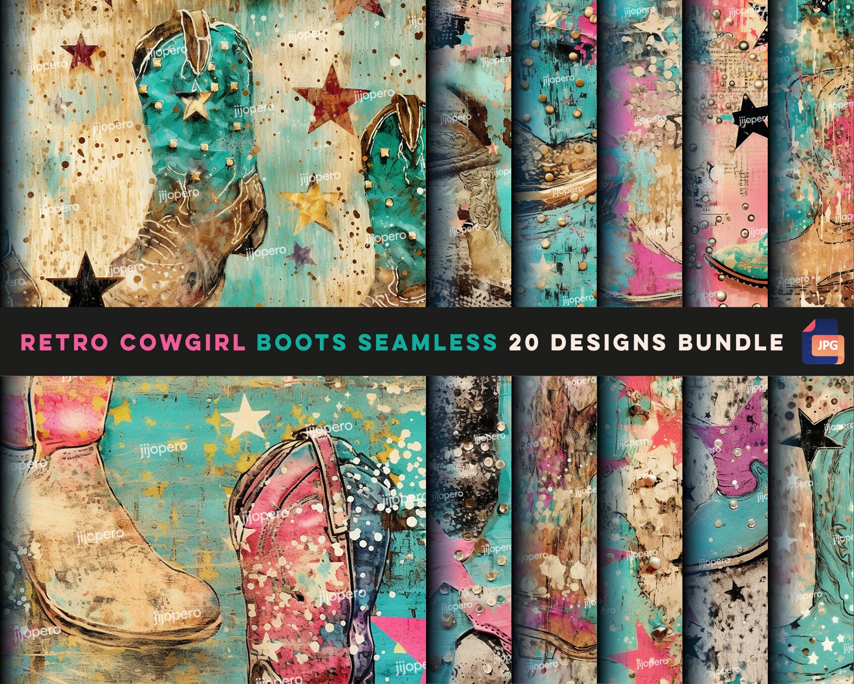 Cowgirl Seamless Pattern. Digital Download Only. Png File Seamless ...