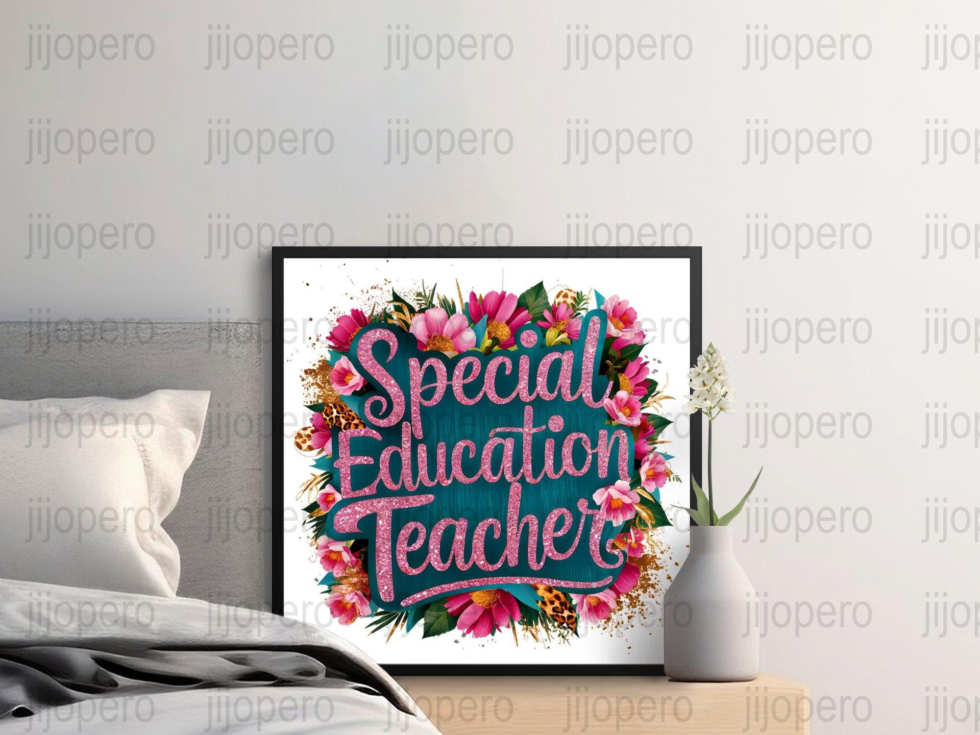 Special Education Teacher Digital PNG, Floral Leopard Design ...