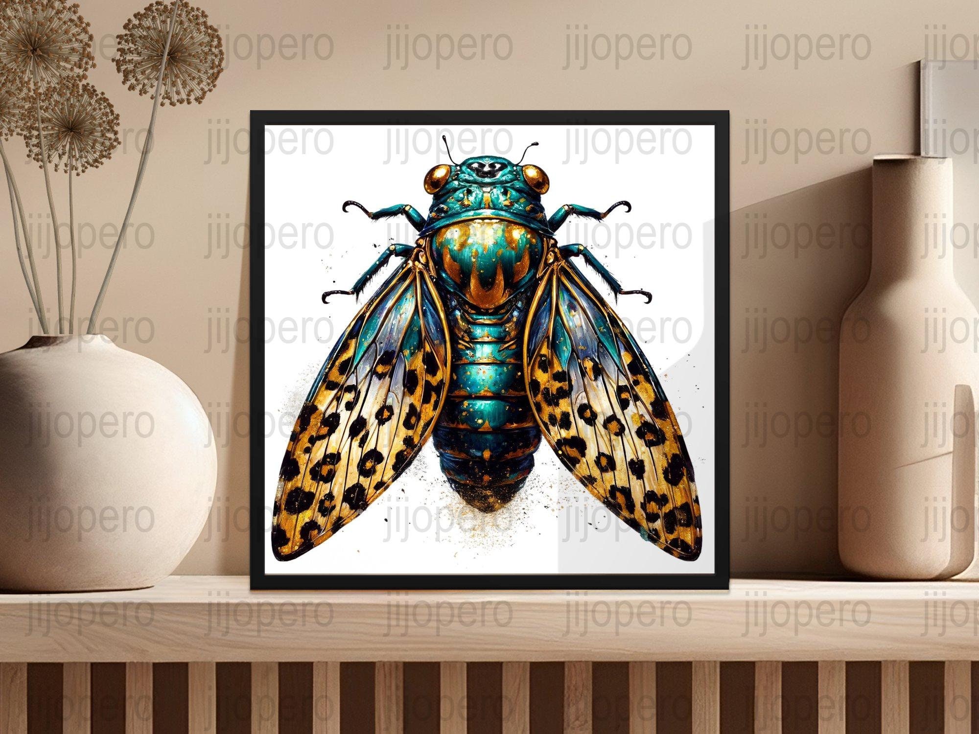 Colorful Digital Cicada Artwork PNG, Vibrant Insect Illustration for ...