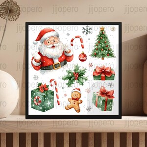 Christmas PNG Watercolor Santa Clipart, Holiday Decorations, Xmas Tree ...