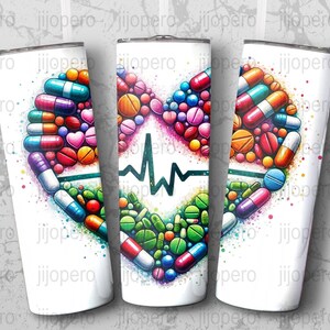 Colorful Pills Heart PNG, Digital Art for Medical Professionals ...