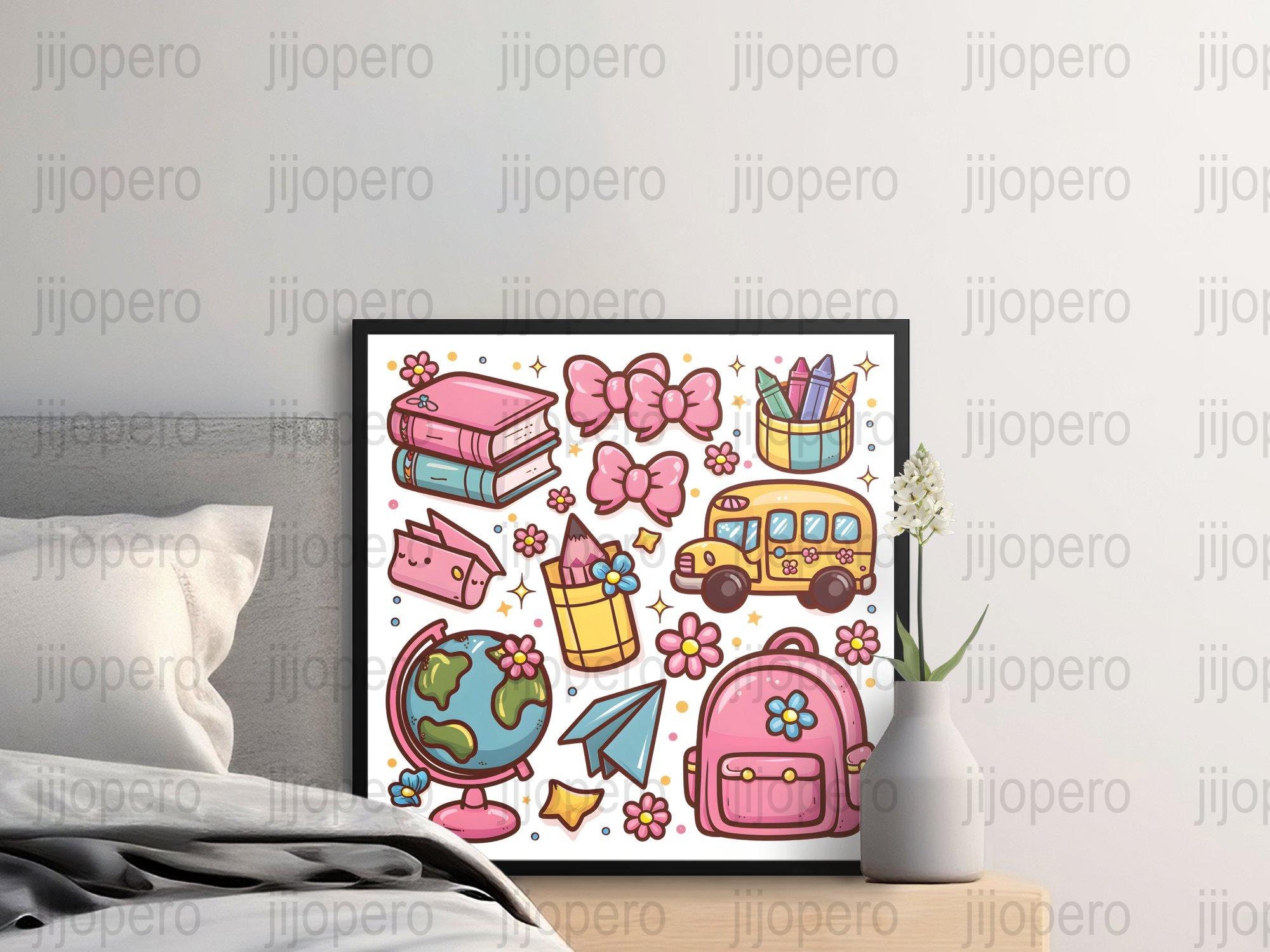 Back to School PNG Digital Clipart, Cute School Supplies, Bus, Backpack ...