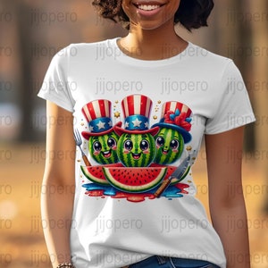 4th of July PNG, Patriotic Watermelon Cartoon, Summer BBQ Party ...