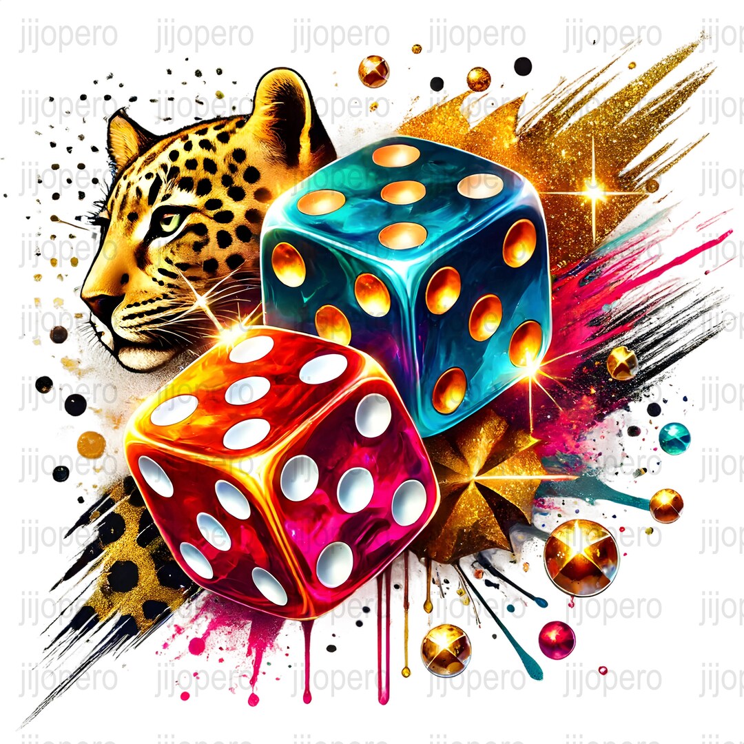 Colorful Leopard and Dice Art PNG, Vibrant Digital Download, Wall Decor ...