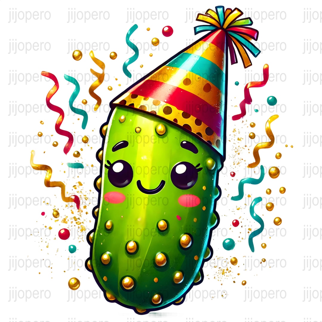 Cute Party Pickle PNG, Fun Celebratory Pickle Clipart, Adorable Pickle ...