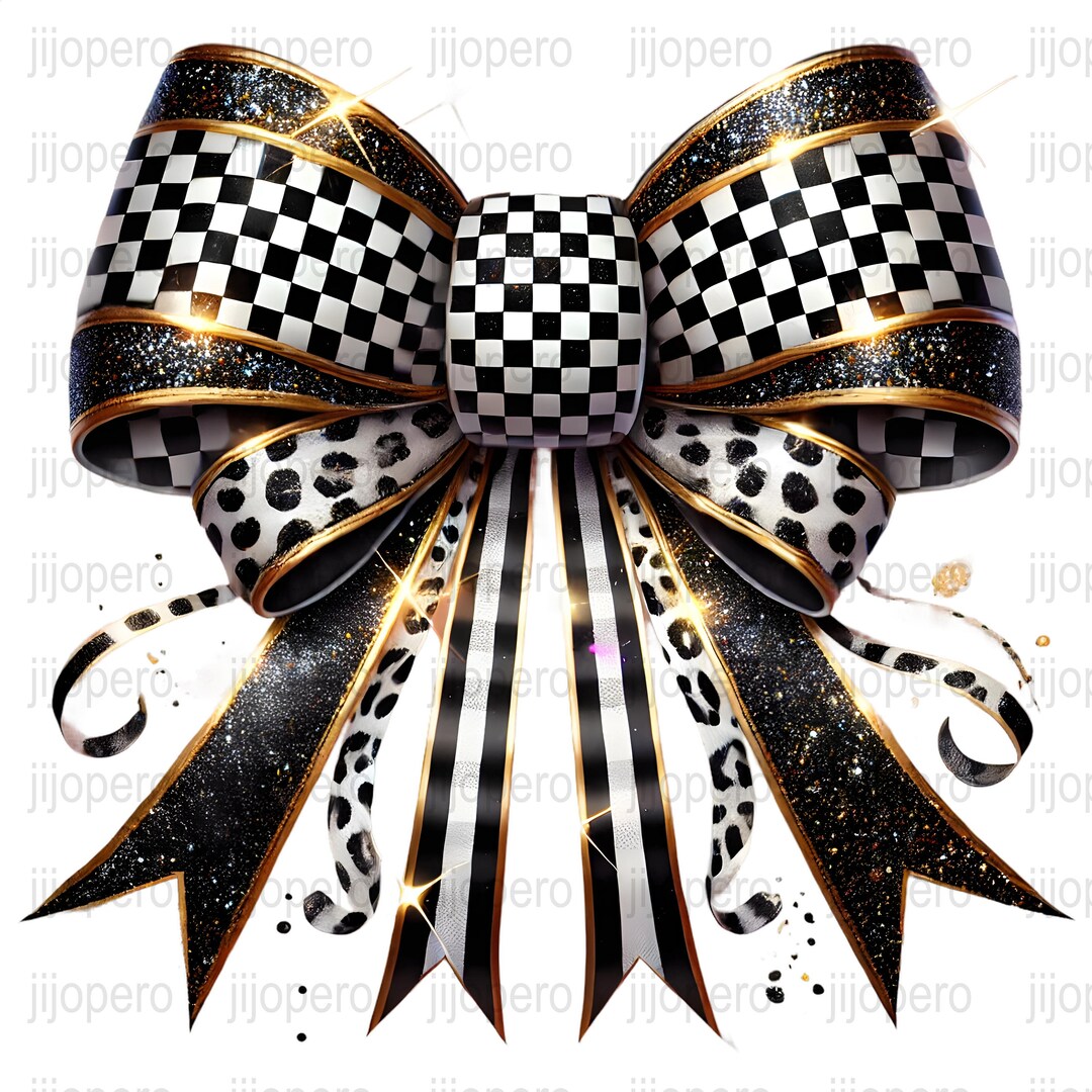 Checkered Pattern Ribbon PNG, Trendy Black and White Ribbon Design ...
