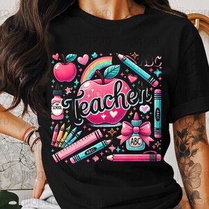 Back to School PNG, Teacher Apple Rainbow Pencils Digital Clipart ...