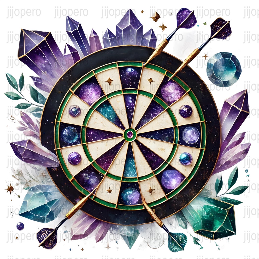 Cosmic Dartboard Art, Space Themed Darts PNG, Crystal Dartboard Design ...