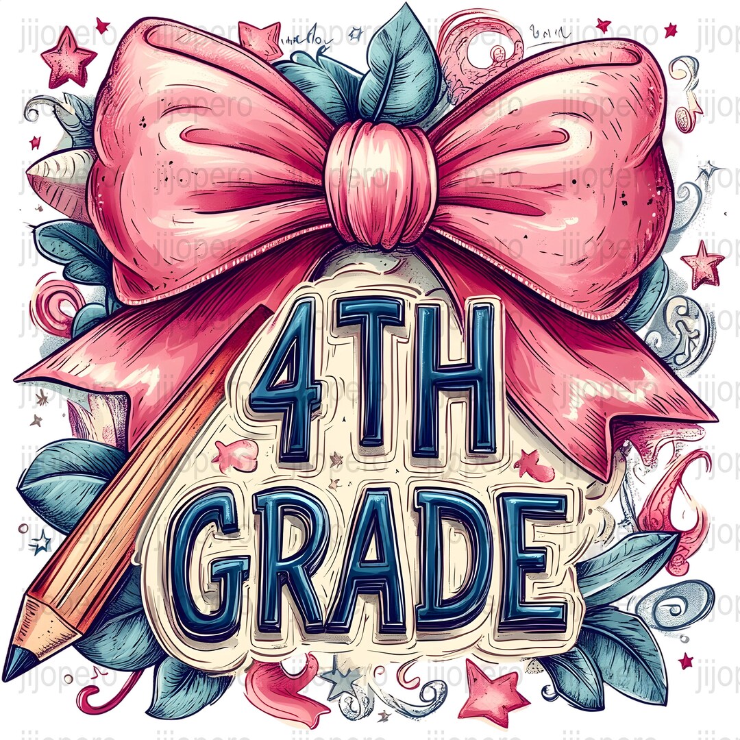 School PNG 4th Grade Digital Print, 4th Grade Clip Art, Back to School PNG, Fourth Grade ...