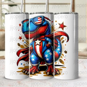 Patriotic Dinosaur PNG, 4th of July Digital Download, T-rex USA Flag ...