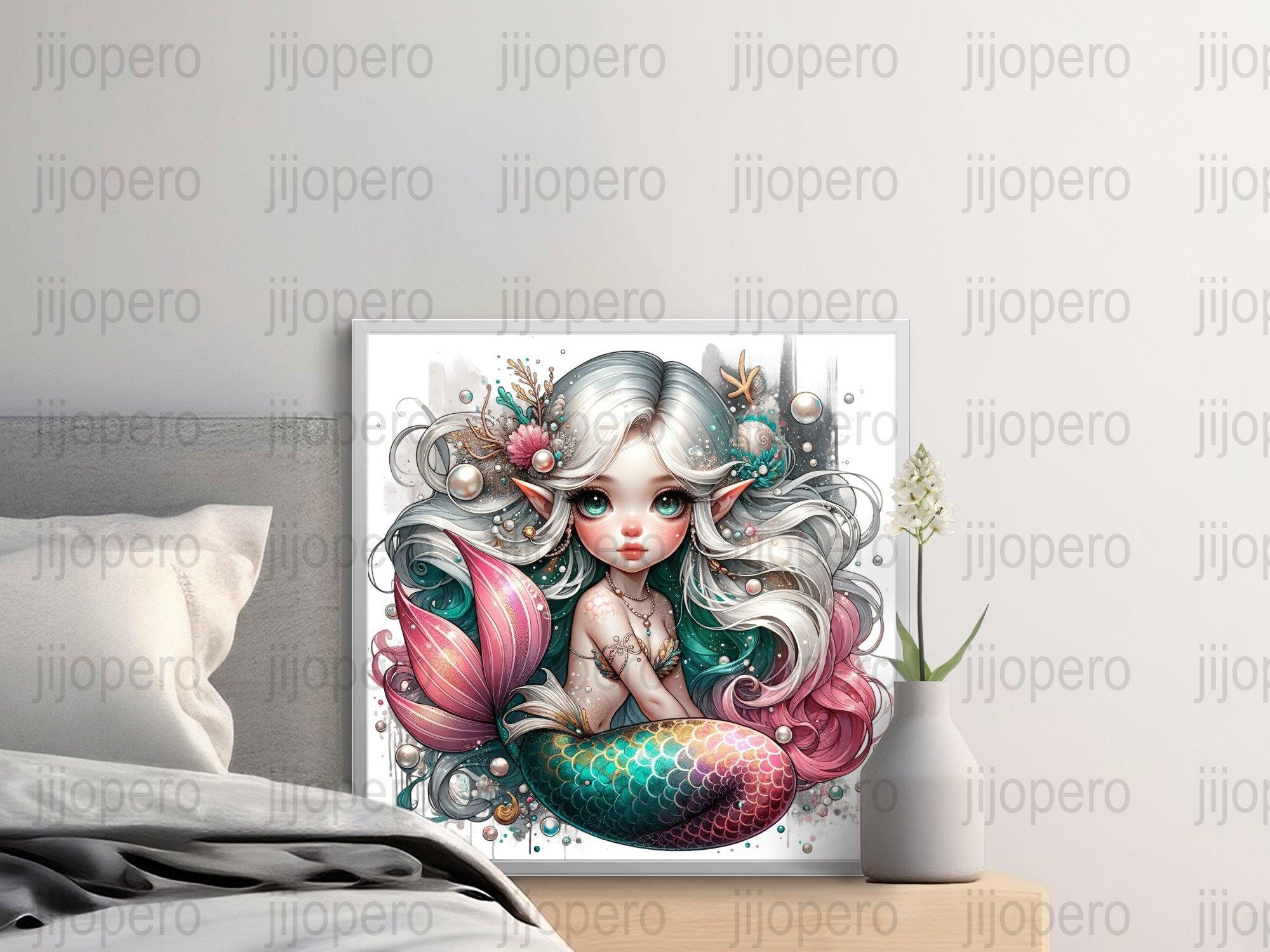 Fantasy Mermaid Art PNG, Digital Download, Ocean Themed, Whimsical ...