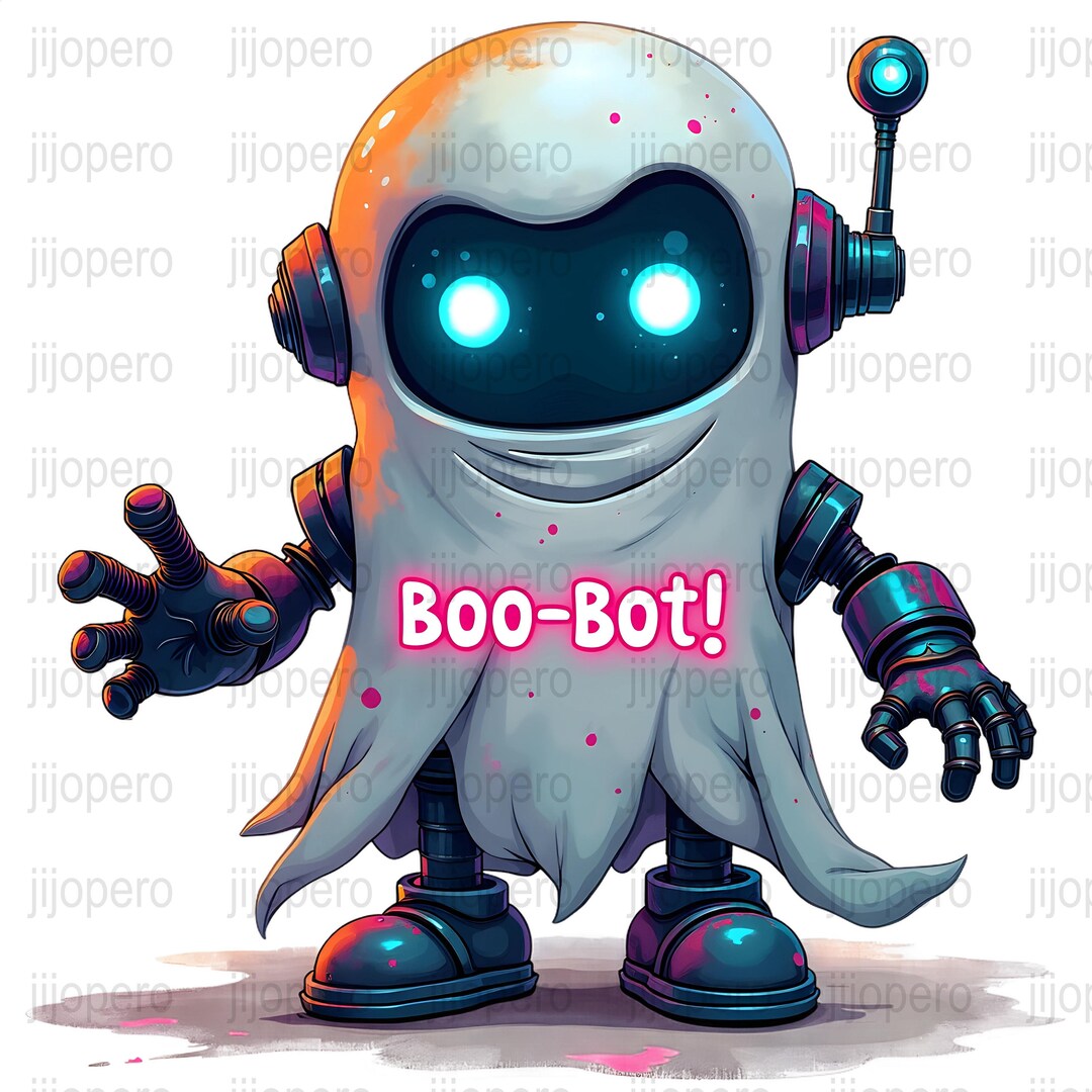 Halloween Boo PNG, Cute Robot Ghost, Digital Download, Spooky AI ...