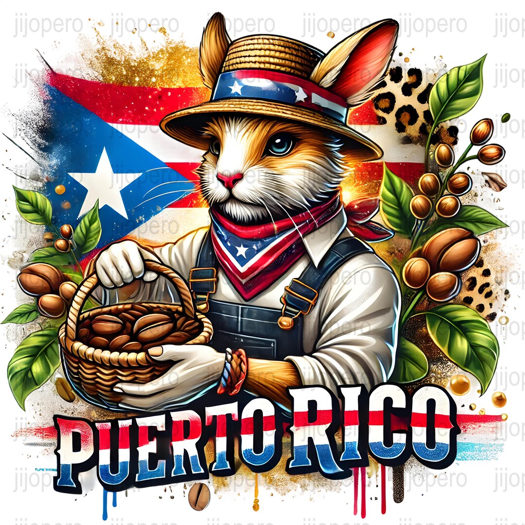 Puerto Rican Fox Artwork, Digital Download PNG, Patriotic Animal in ...