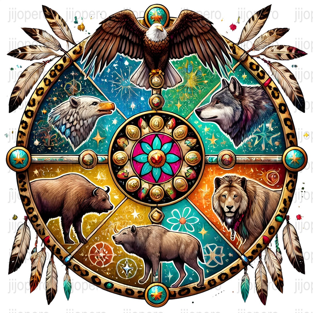 Indian Heritage PNG, Native American Art Print, Animal Spirit Mandala ...