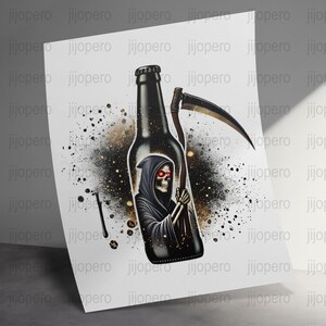 Halloween Beer PNG Grim Reaper Digital Download Spooky Art Printable ...