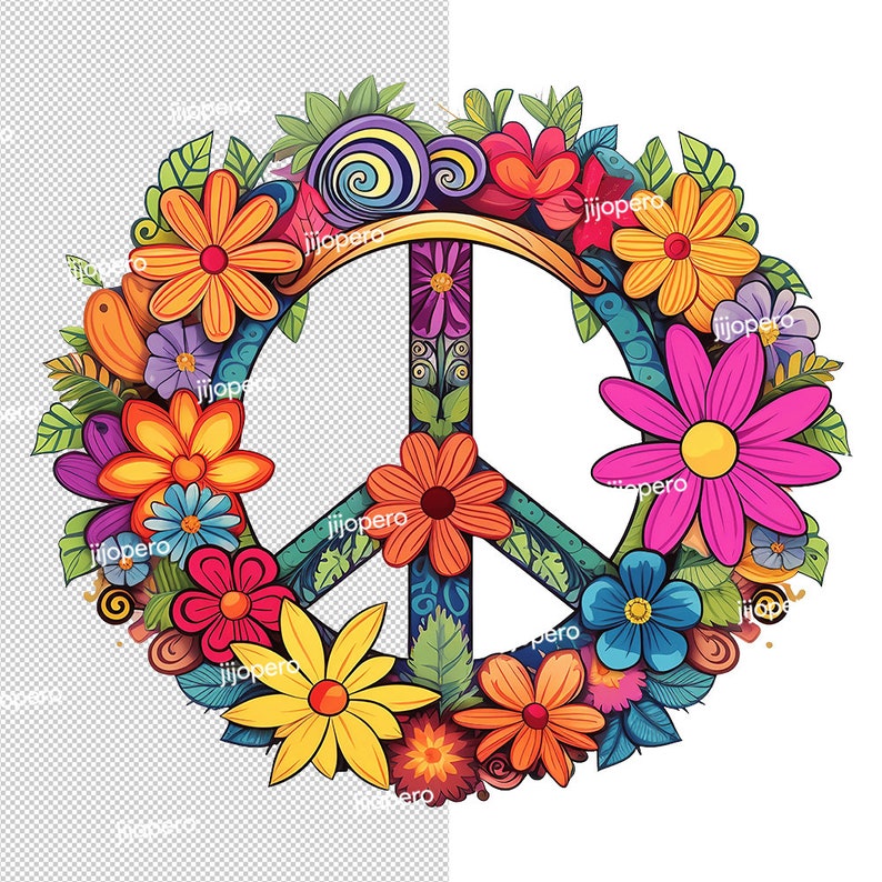 Hippie Flower Png Peace Sign Png Digital Download Instant Download 80S ...