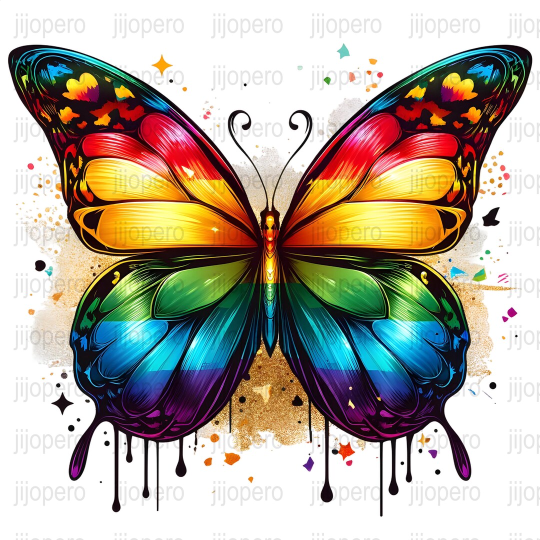 Pride Month PNG, Colorful Butterfly Digital Art, Rainbow Wings Clipart ...