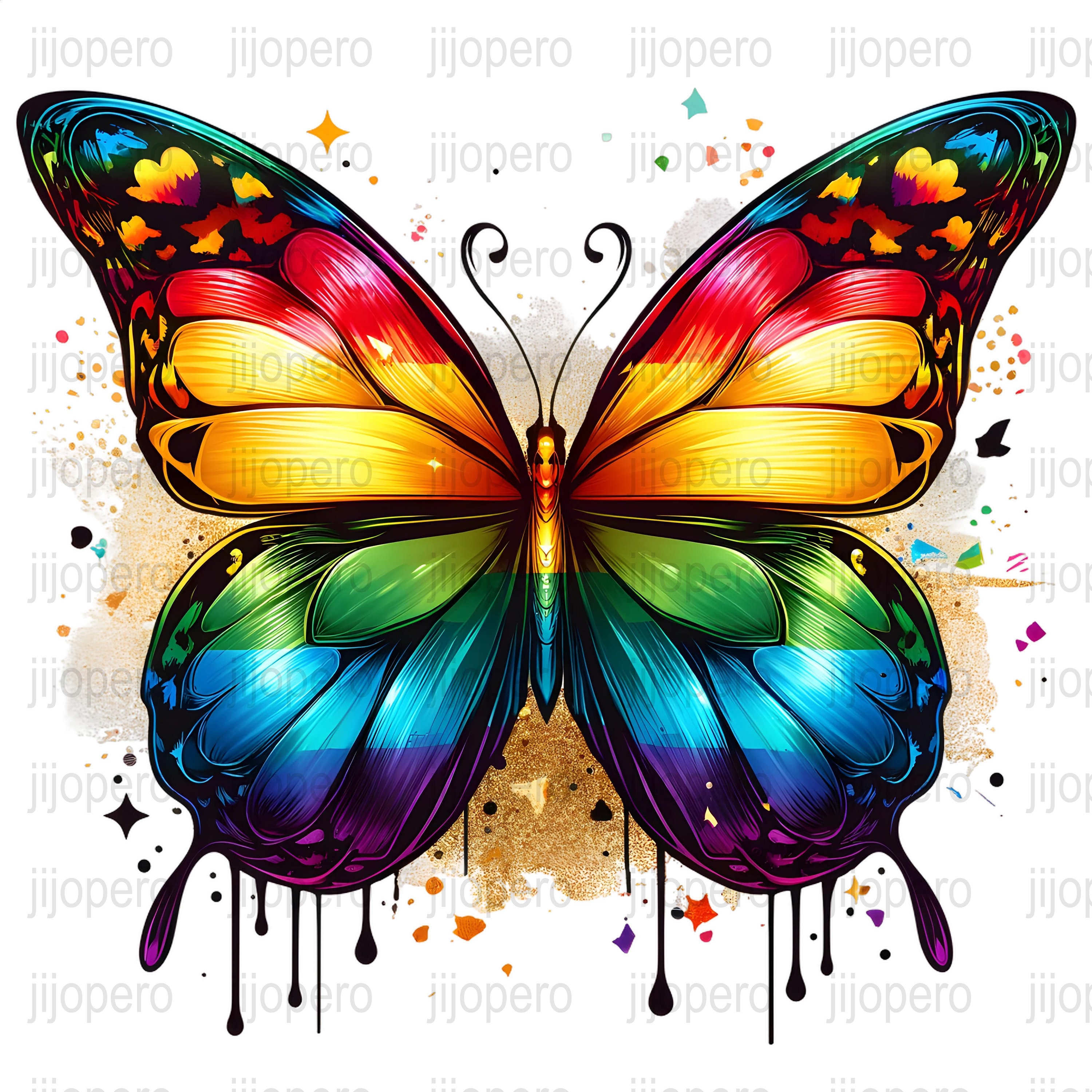 Pride Month PNG, Colorful Butterfly Digital Art, Rainbow Wings Clipart ...