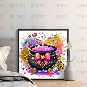 Halloween PNG, Sparkling Witch Cauldron Clipart, Magical Potion, Stars ...