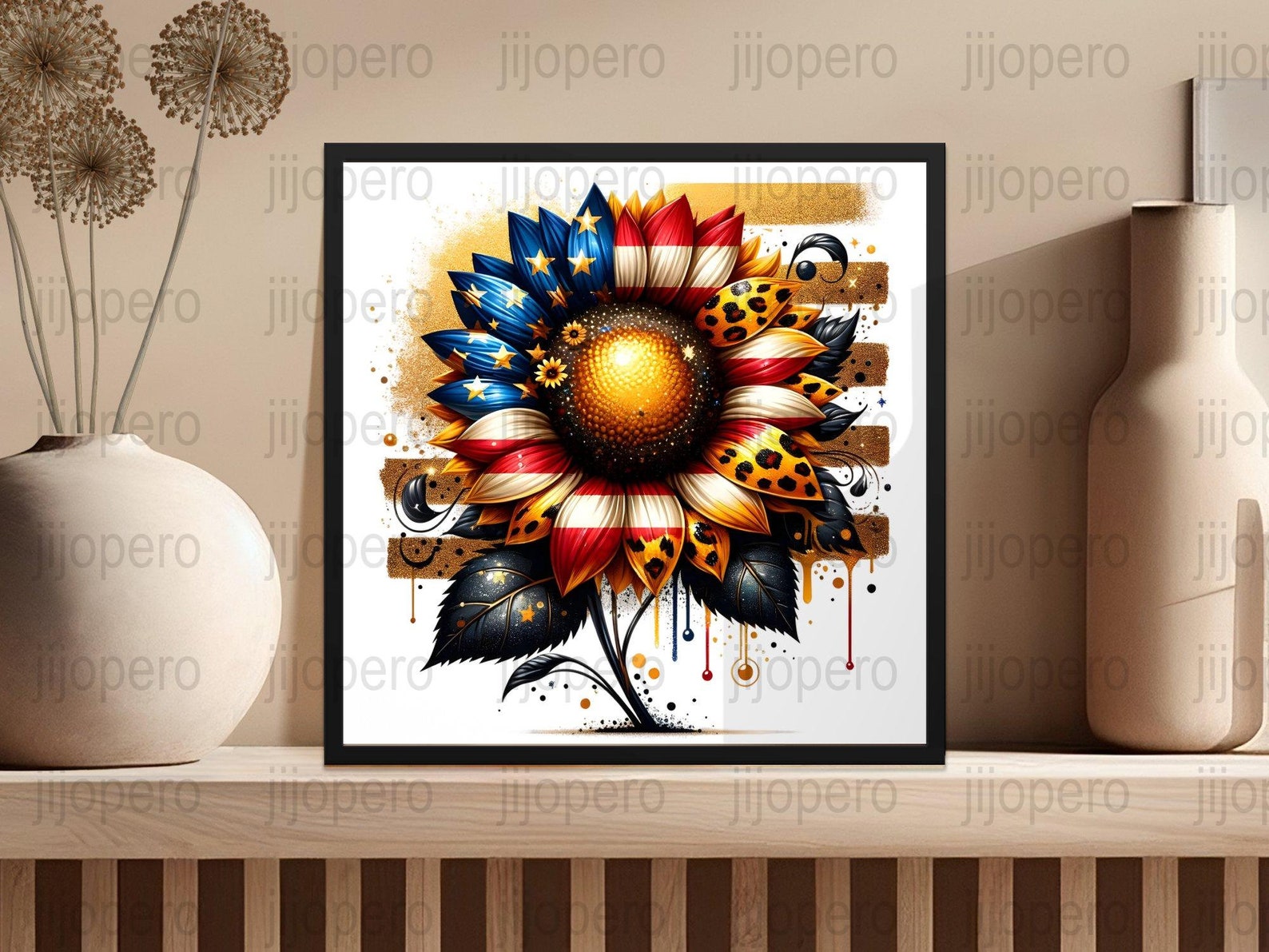4th of July PNG, American Flag Sunflower, Patriotic Sunflower Art, USA ...