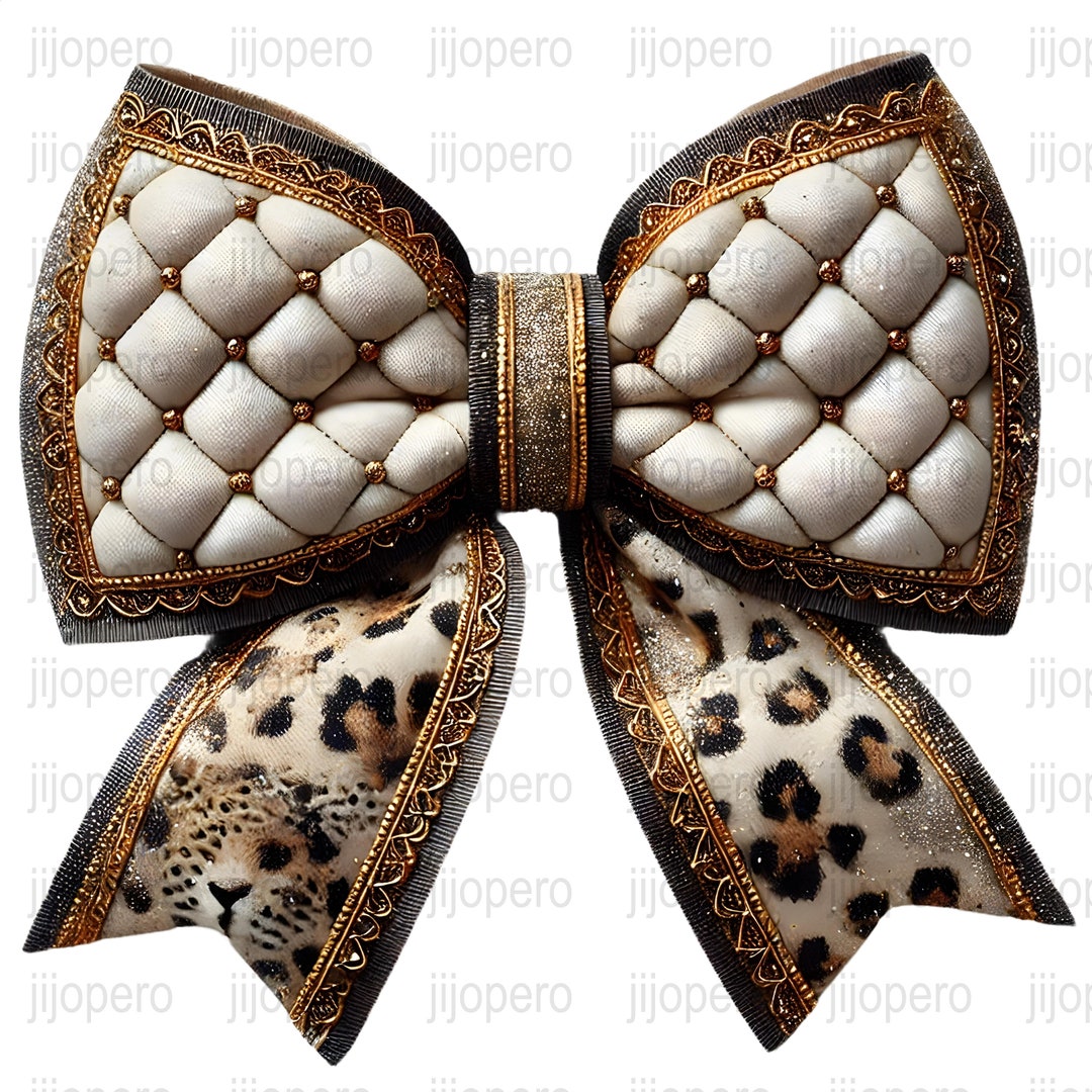 PNG Digital Download Luxury Bow With Leopard Print, Leopard Print Bow ...
