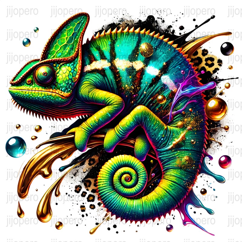 Chameleon Art - Etsy