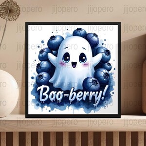 Halloween Boo PNG, Cute Ghost With Berries Digital Print, Boo Berry ...