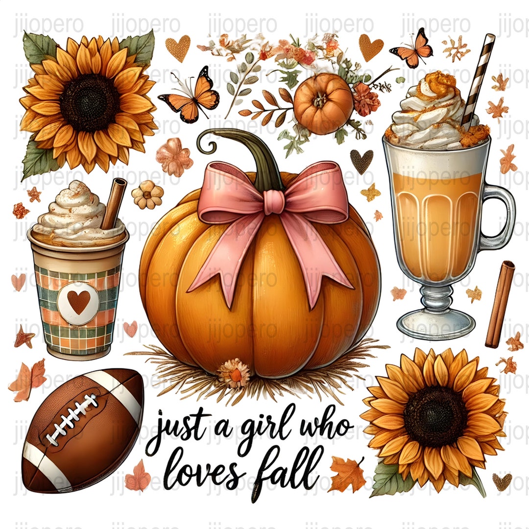 Fall PNG Sticker Bundle, Autumn Graphics Collection, Pumpkin Coffee ...
