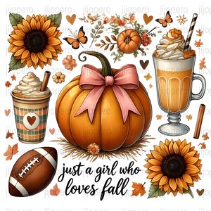 Fall PNG Sticker Bundle, Autumn Graphics Collection, Pumpkin Coffee ...
