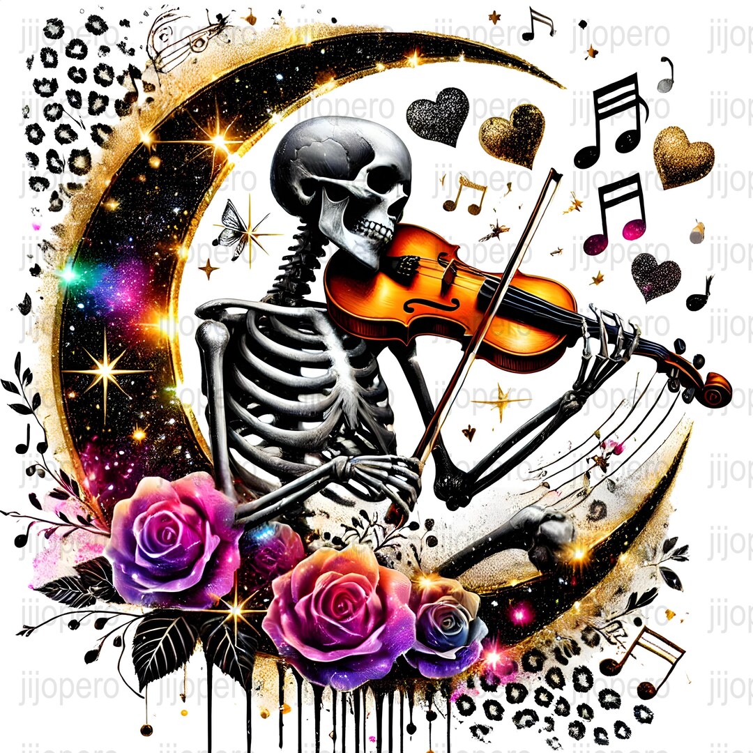 Skeleton Playing Violin PNG Romantic Valentine Digital Art Dark Gothic ...