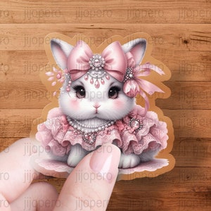 Easter Bunny PNG, Cute Pink Rabbit Digital Art, Floral Bunny Clipart ...