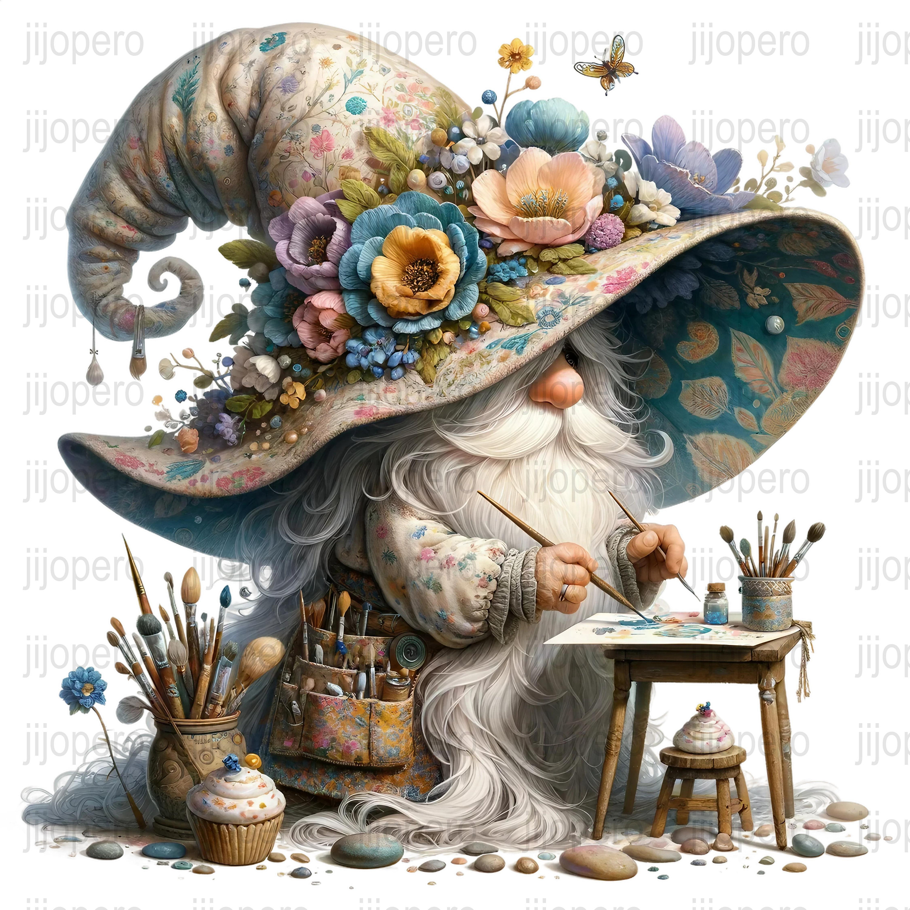Gnome Artist PNG Digital Download, Whimsical Fantasy Art for Print ...