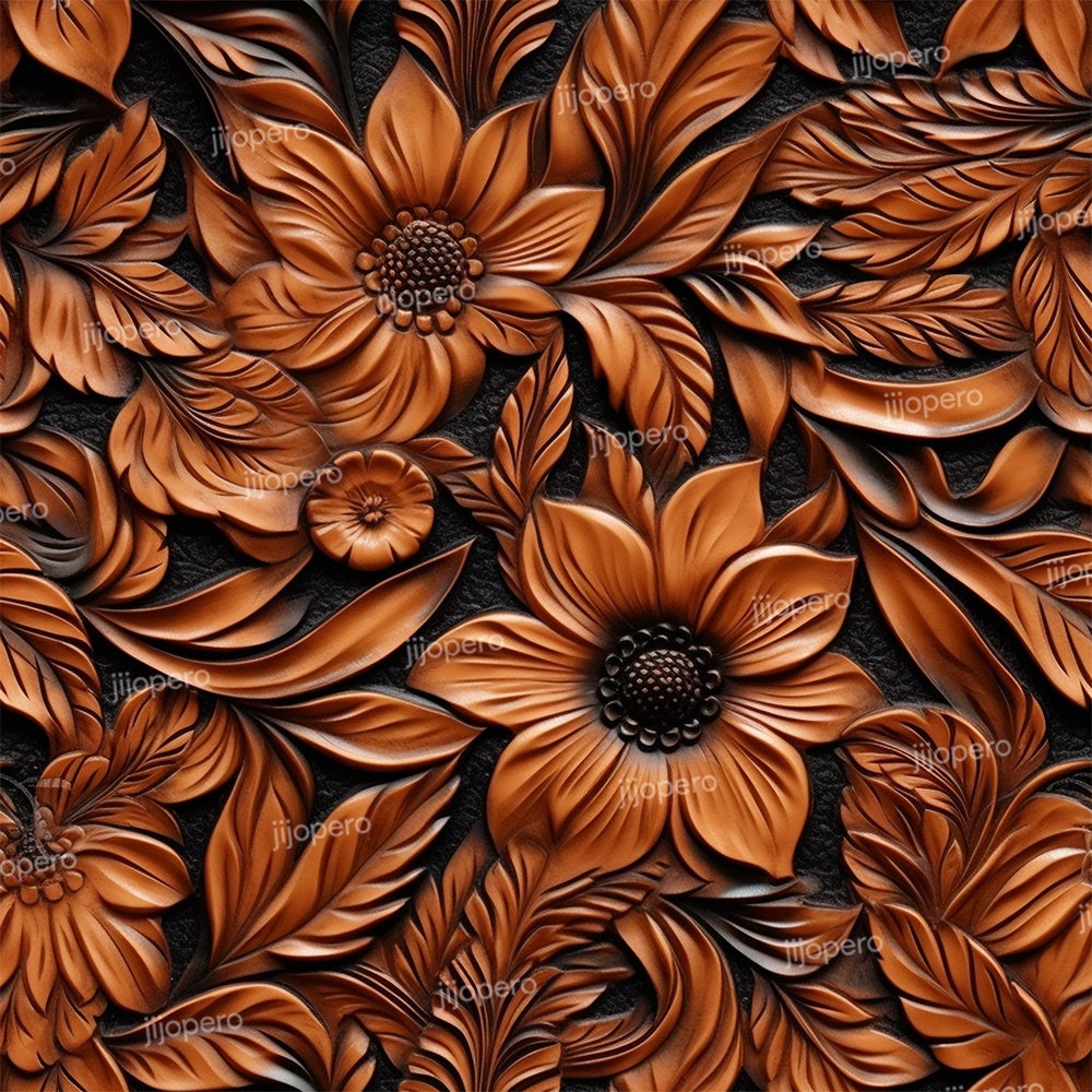 Western Tooled Leather Floral Pattern Jpg Digital Download Seamless ...