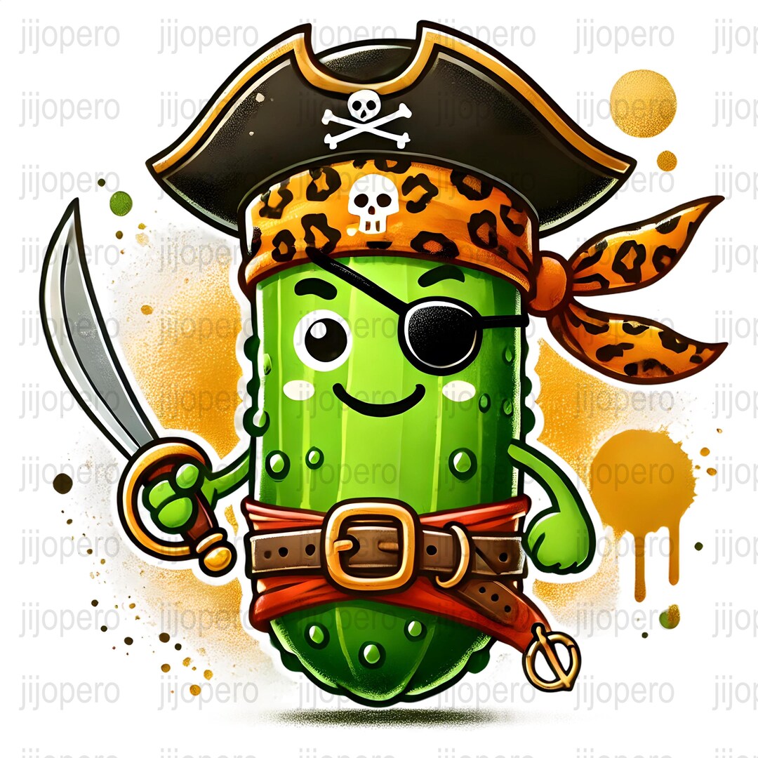 Pirate Pickle PNG Cartoon Clipart, Cute Pickle Pirate Illustration, Fun ...