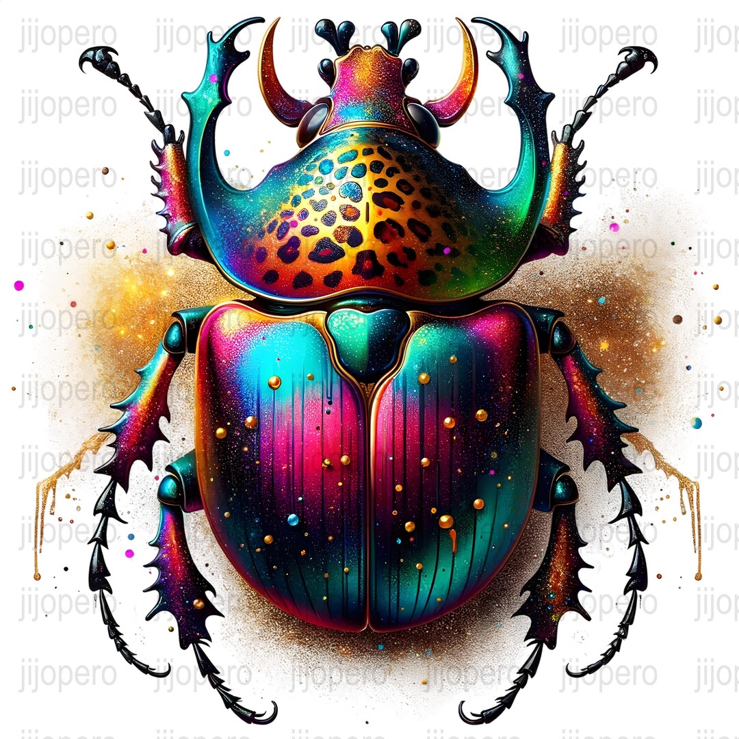 Colorful Beetle Digital Art PNG, Vibrant Insect Illustration, Printable ...